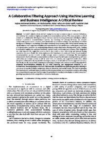 A collaborative filtering approach using machine learning and business intelligence: a critical ...